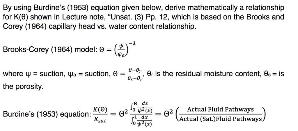 By using Burdine's (1953) equation given below, | Chegg.com