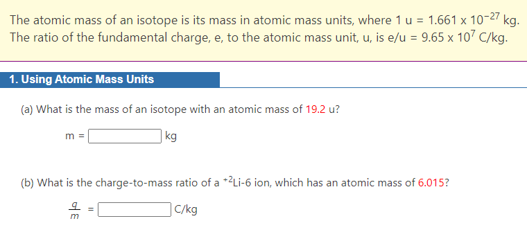 Solved The atomic mass of an isotope is its mass in atomic | Chegg.com