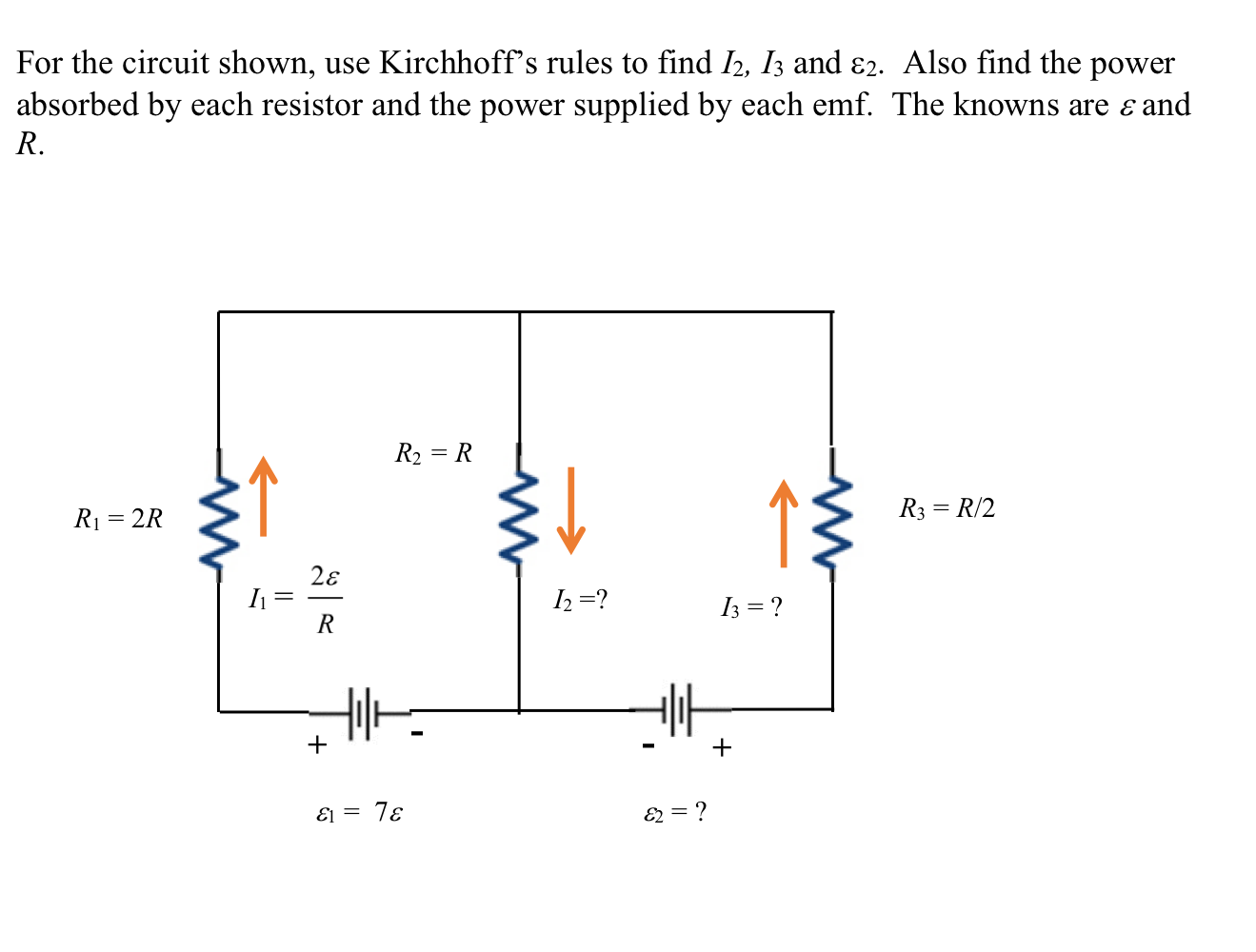 Solved For the circuit shown, use Kirchhoff's rules to find | Chegg.com