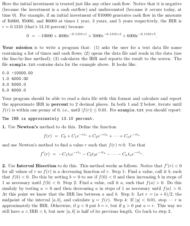 Solved I need Python codes for how to calculate IRR with | Chegg.com