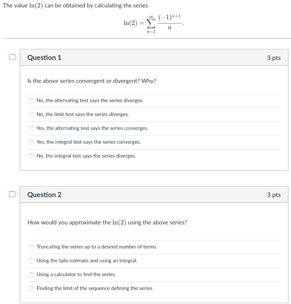 Solved The value ln(2) can be obtained by calculating the | Chegg.com