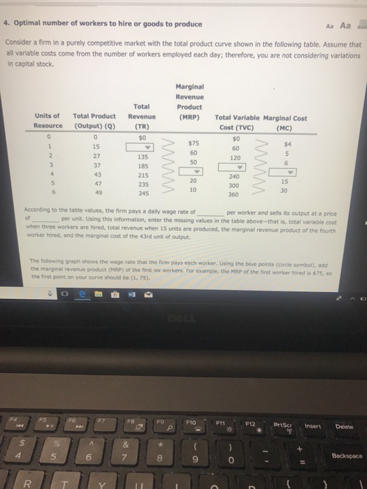 Solved 4. Optimal number of workers to hire or goods to | Chegg.com