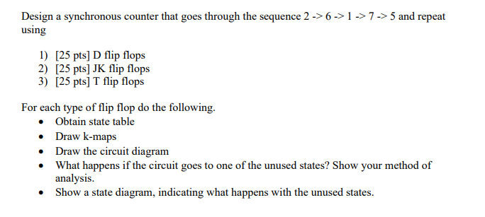 Solved Design a synchronous counter that goes through the | Chegg.com