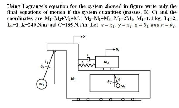 Solved Using Lagrange's equation for the system showed in | Chegg.com