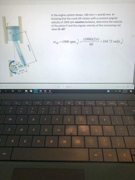 Solved In the engine system shown, 160 mm 1 and 60 mm. b = | Chegg.com