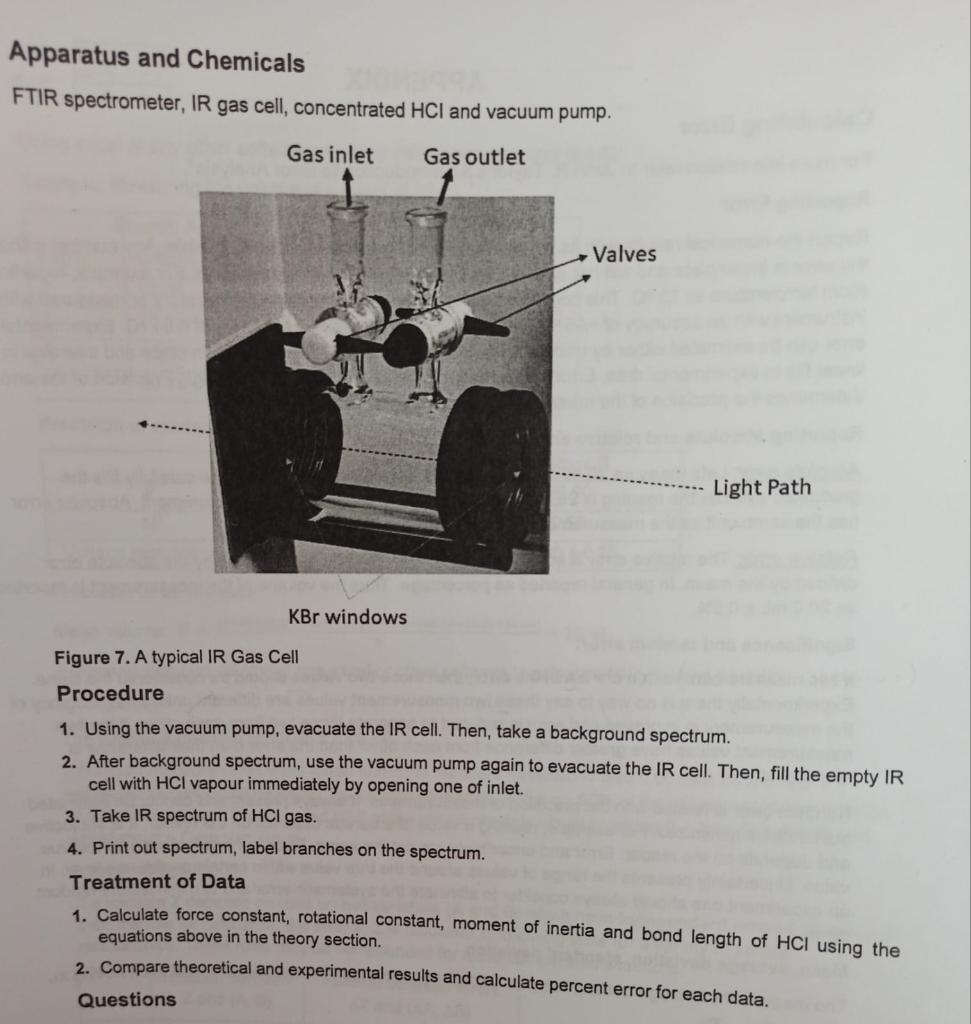 Solved 1) In the Infrared Spectroscopy of HCl gas | Chegg.com