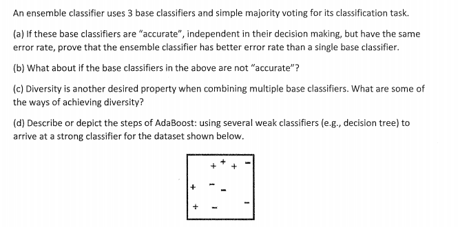 Solved An ensemble classifier uses 3 base classifiers and | Chegg.com