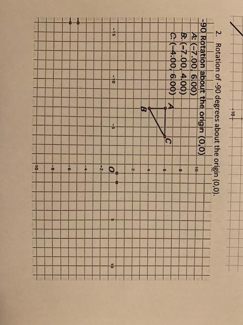 Solved -10+ 2. Rotation of -90 degrees about the origin | Chegg.com