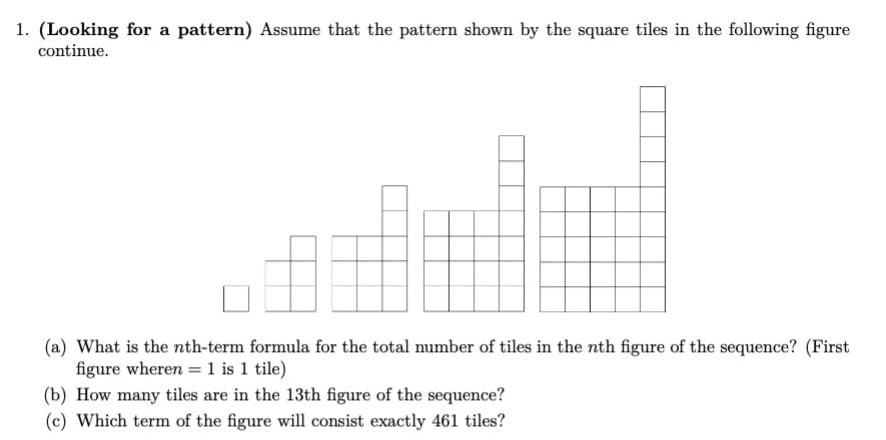 Solved 1. (Looking for a pattern) Assume that the pattern | Chegg.com