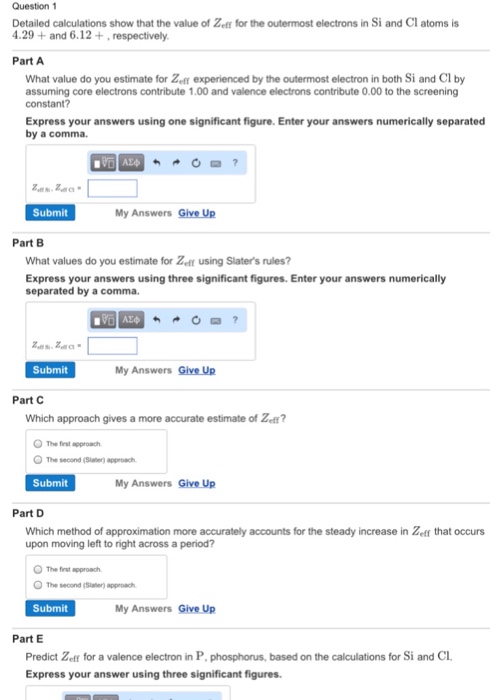 Solved Detailed calculations show that the value of Z_eff | Chegg.com