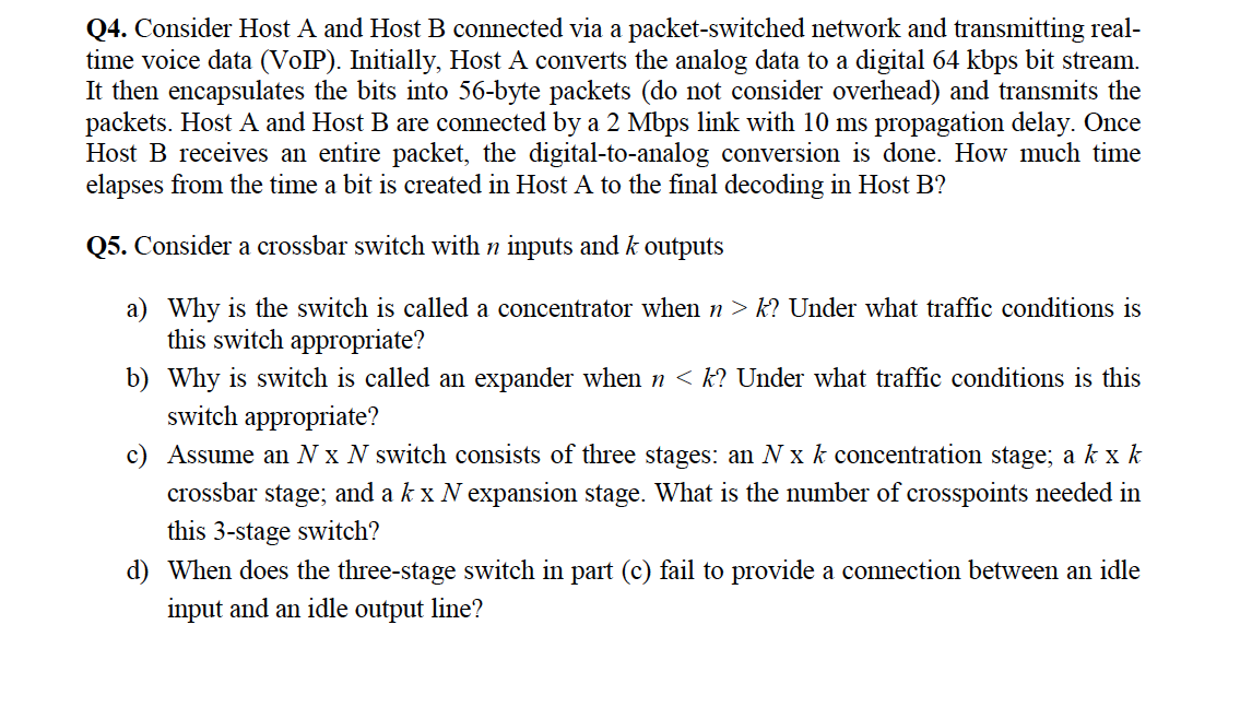 Solved Q4. Consider Host A and Host B connected via a | Chegg.com