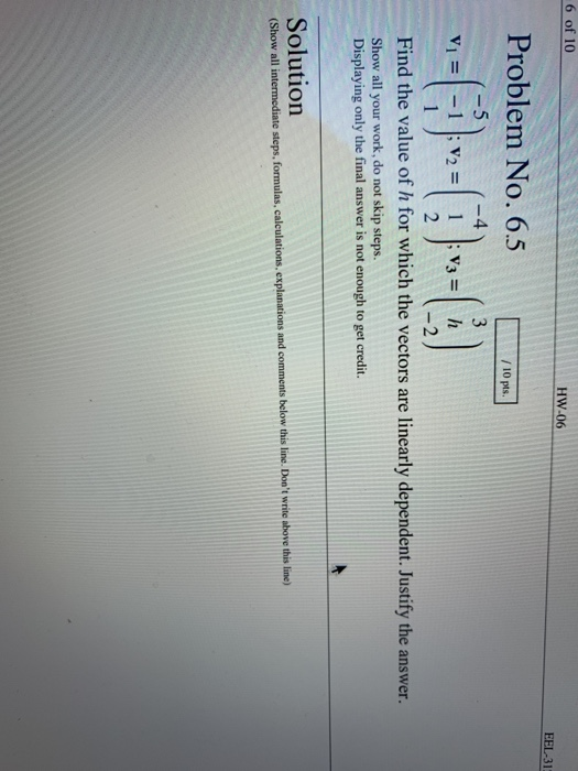 Solved 6 of 10 HW-06 EEL-31 Problem No. 6.5 /10 pts. Vi = | Chegg.com