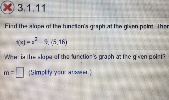 Solved Find the slope of the function's graph at the given | Chegg.com