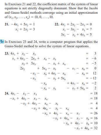 Solved 3x, In Exercises 21 and 22, the coefficient matrix of | Chegg.com