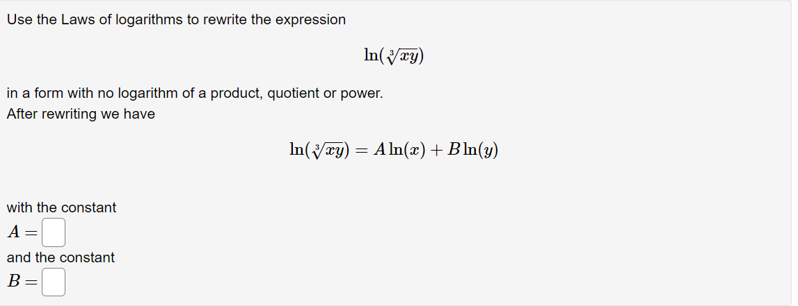 Solved Use the Laws of logarithms to rewrite the | Chegg.com