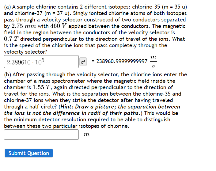 Solved (a) ﻿A sample chlorine contains 2 ﻿different | Chegg.com