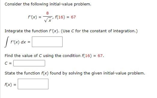 Solved Consider the following initial-value problem. f'(x) = | Chegg.com