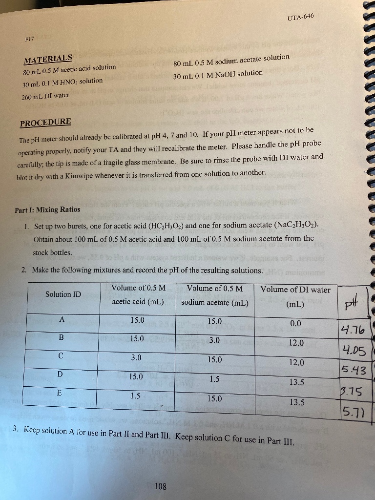 Solved UTA-646 FI7 80 mL 0.5 M sodium acetate solution | Chegg.com