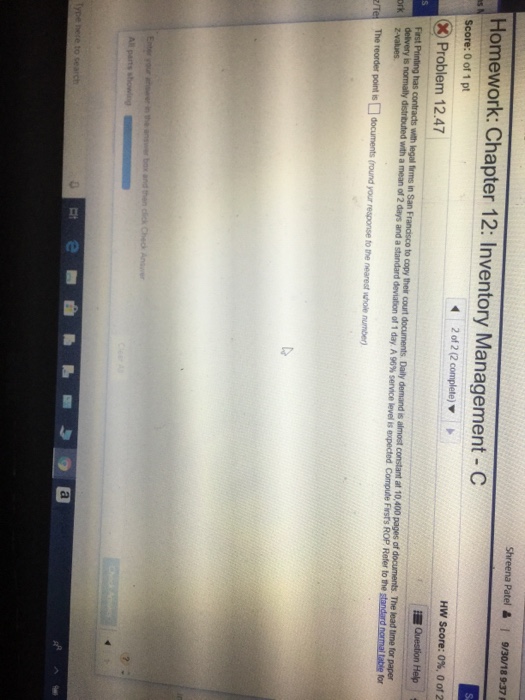 Solved Homework: Chapter 12: Inventory Management C 0 of 1 | Chegg.com