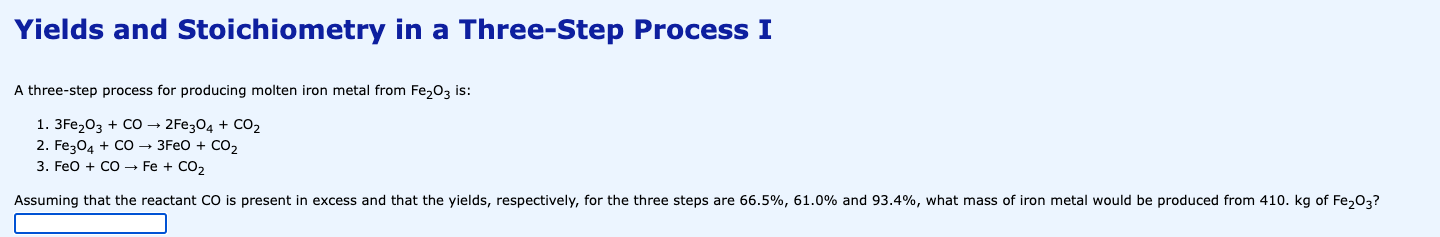 Solved Yields and Stoichiometry in a Three-Step Process I A | Chegg.com