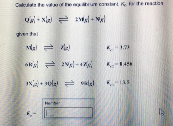Solved Calculate the value of the equilibrium constant, Ke, | Chegg.com
