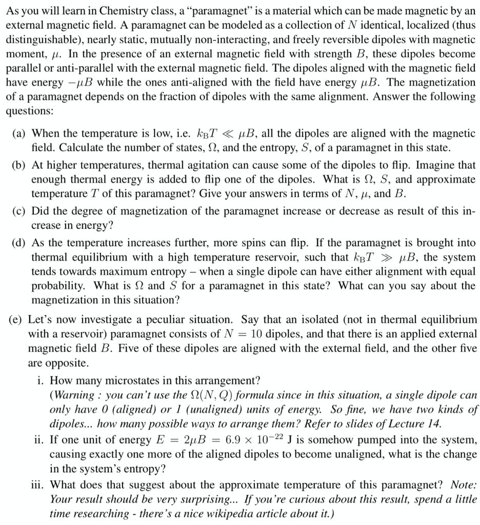 Solved As you will learn in Chemistry class, a “paramagnet” | Chegg.com