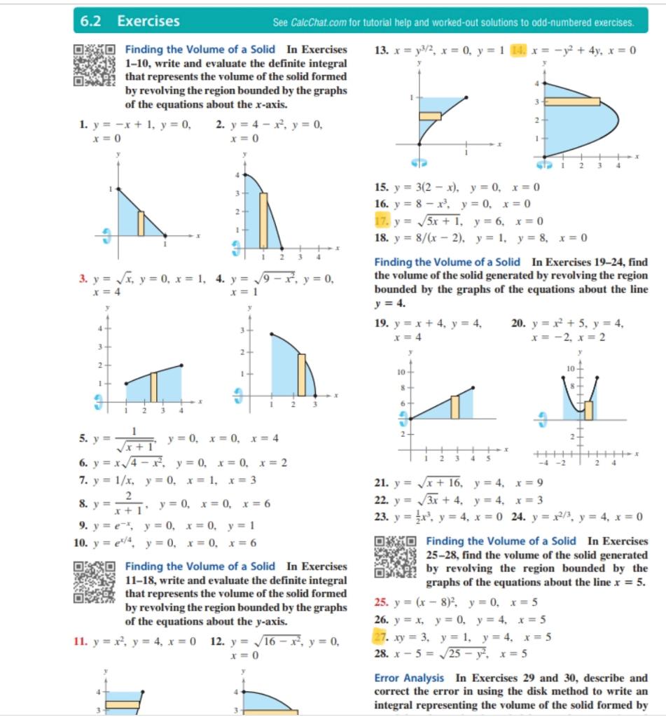 6.2 Exercises See CalcChat.com for tutorial help and | Chegg.com
