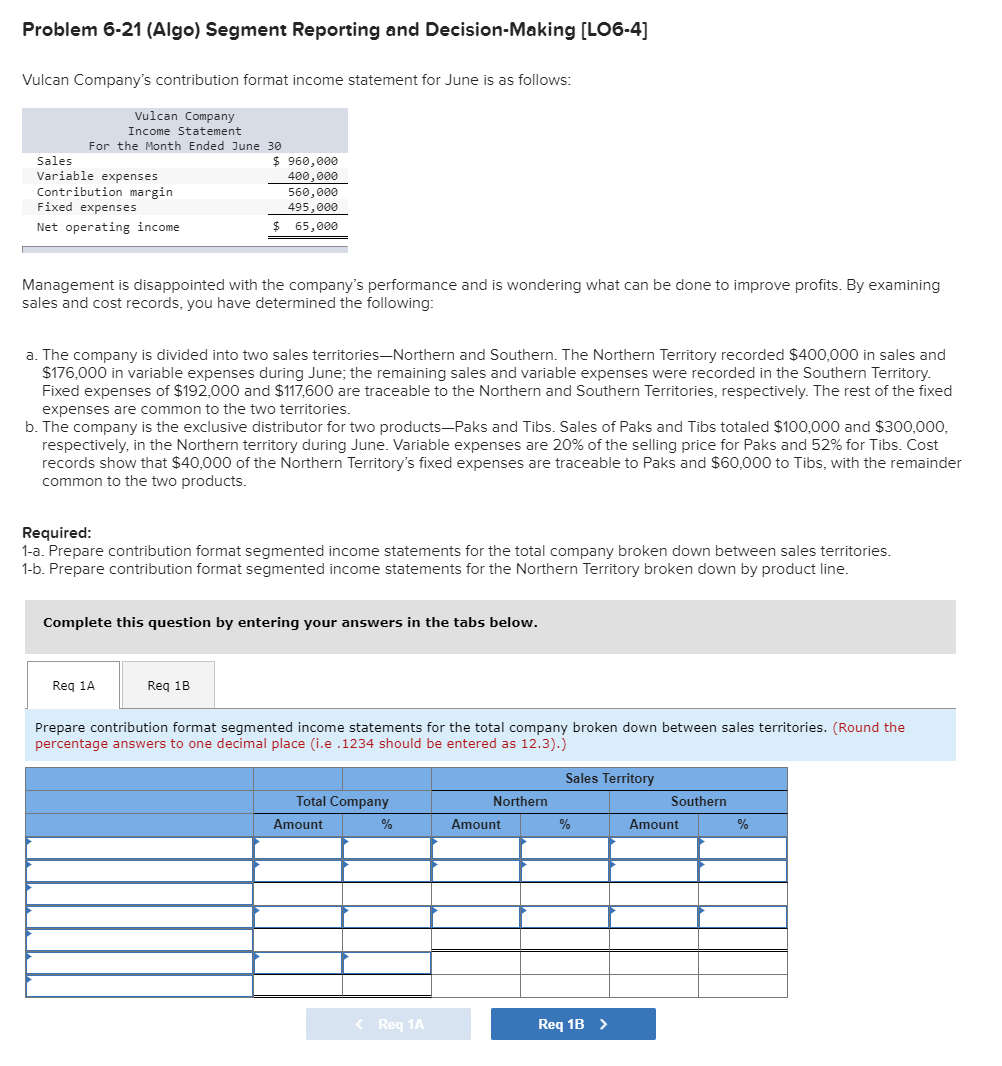 Solved Problem 6-21 (Algo) Segment Reporting and | Chegg.com