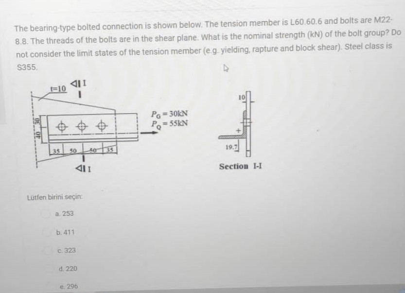 Solved The bearing-type bolted connection is shown below. | Chegg.com