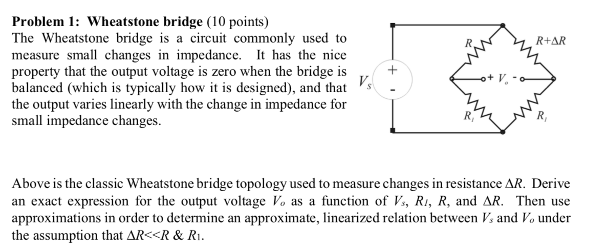 Solved R+AR Problem 1: Wheatstone bridge (10 points) The | Chegg.com