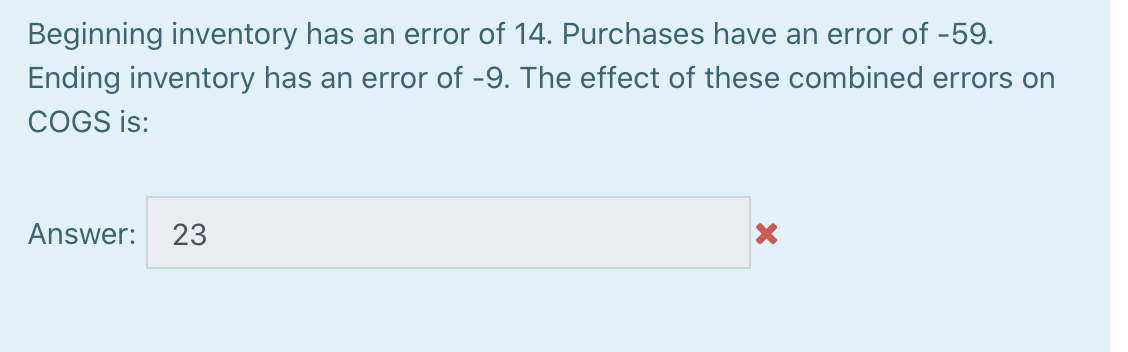 Solved Beginning inventory has an error of 14. Purchases | Chegg.com