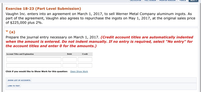 Solved Exercise 18-23 (Part Level Submission) Vaughn Inc. | Chegg.com