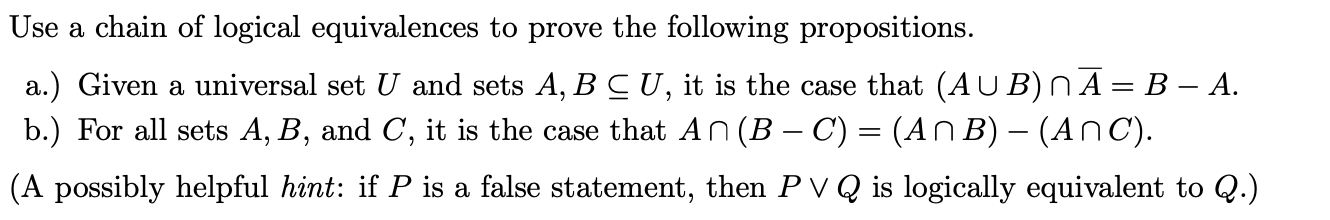 Solved Use a chain of logical equivalences to prove the | Chegg.com