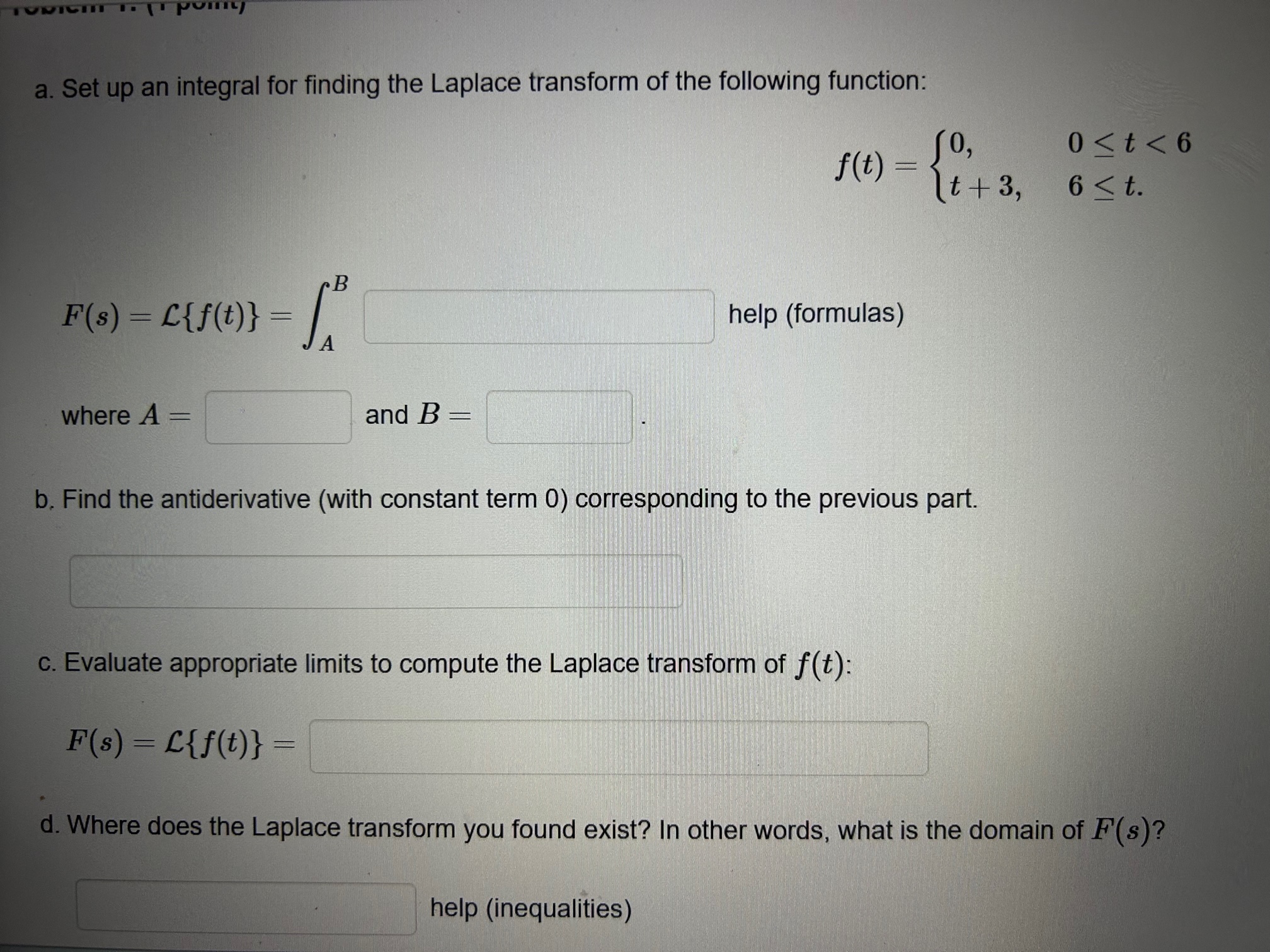 Solved a. Set up an integral for finding the Laplace | Chegg.com