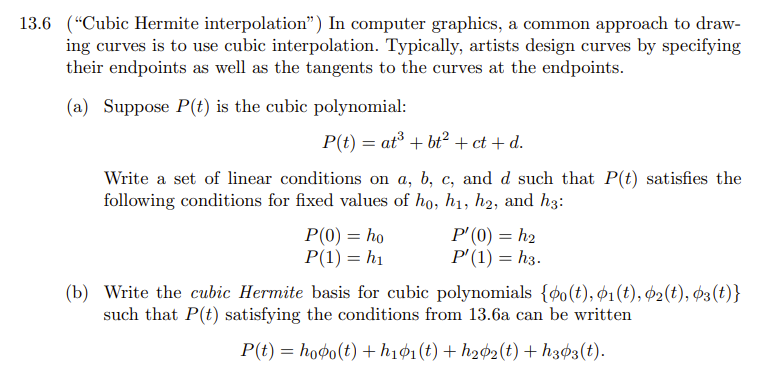 Solved 13.6 ("Cubic Hermite interpolation") ﻿In computer | Chegg.com