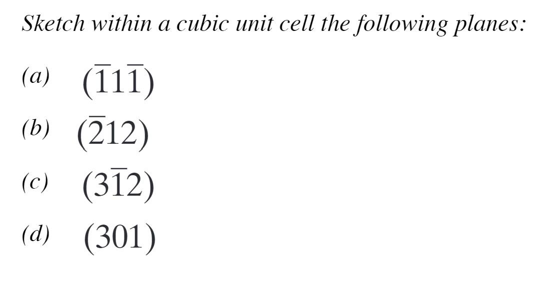 Solved Sketch within a cubic unit cell the following planes: | Chegg.com