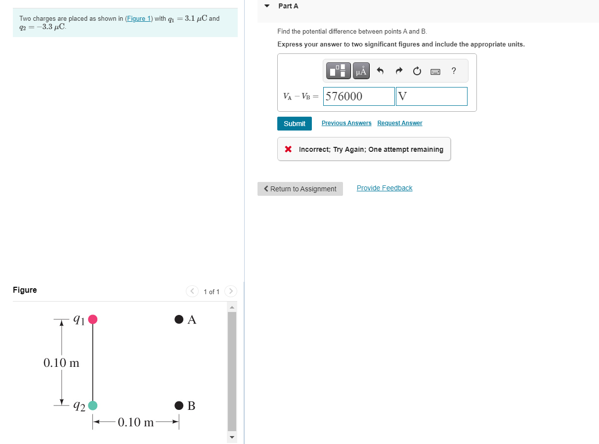 Solved Two charges are placed as shown in (Figure 1) with | Chegg.com
