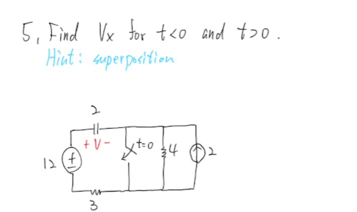 Solved S, Find Vx for t 0. Hint: superposition | Chegg.com