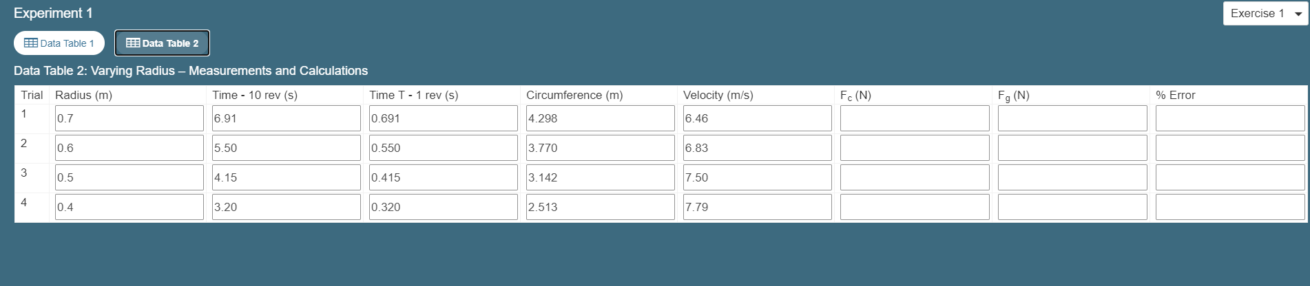Experiment 1 Exercise 1 Data Table 1 BEE Data Table 2 | Chegg.com Experiment 1 Exercise 1 Data Table 1 BEE Data Table 2 | Chegg.com