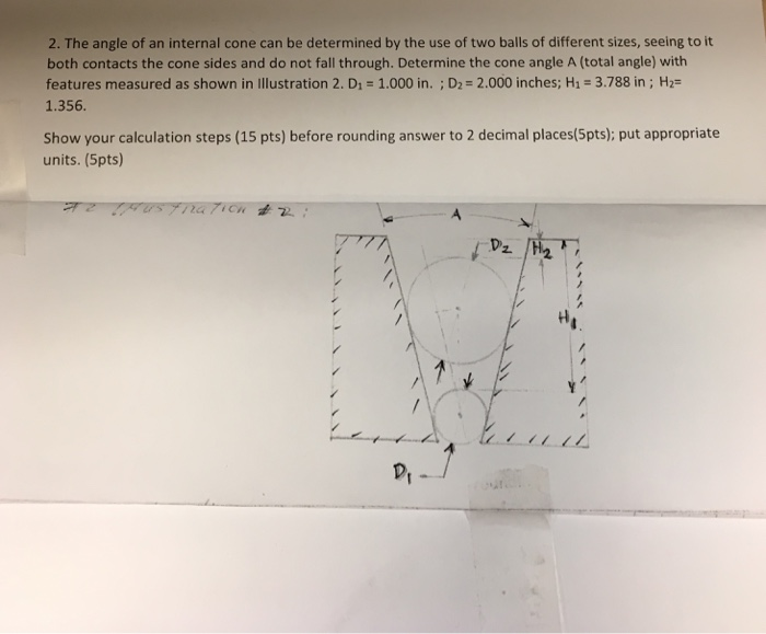 Solved 2. The angle of an internal cone can be determined by | Chegg.com
