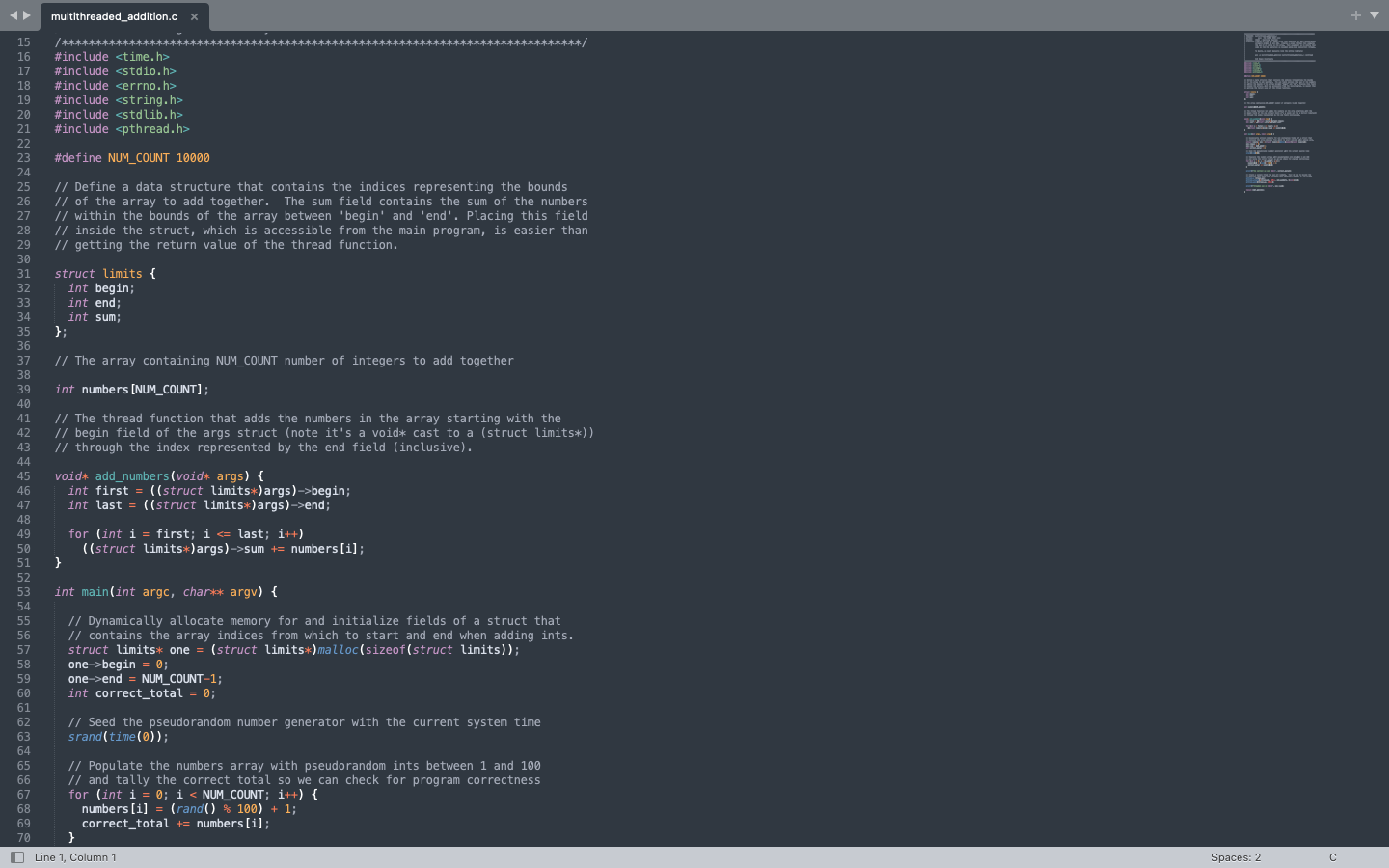Solved 若若若若 六 ELE TERREN IF TER . multithreaded_addition.c | Chegg.com