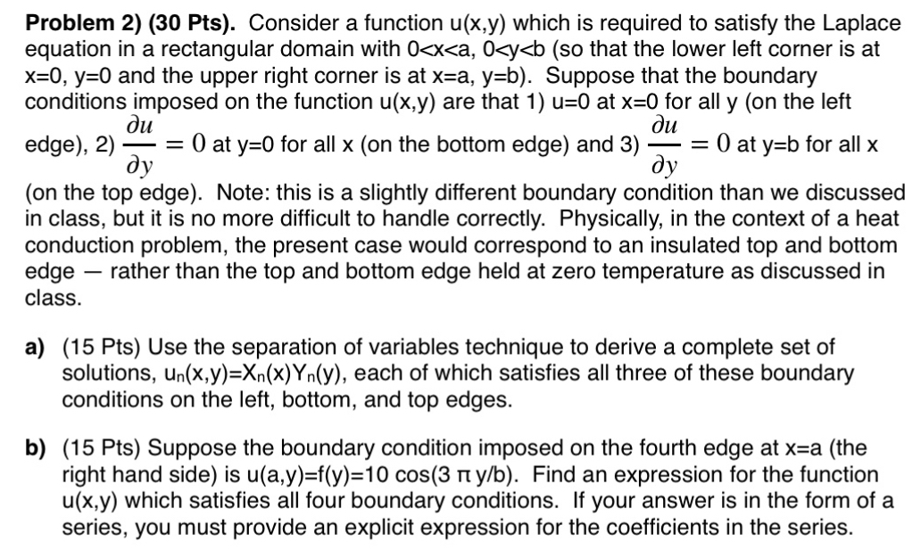 Solved Problem 2) (30 ﻿Pts). ﻿Consider a function u(x,y) | Chegg.com