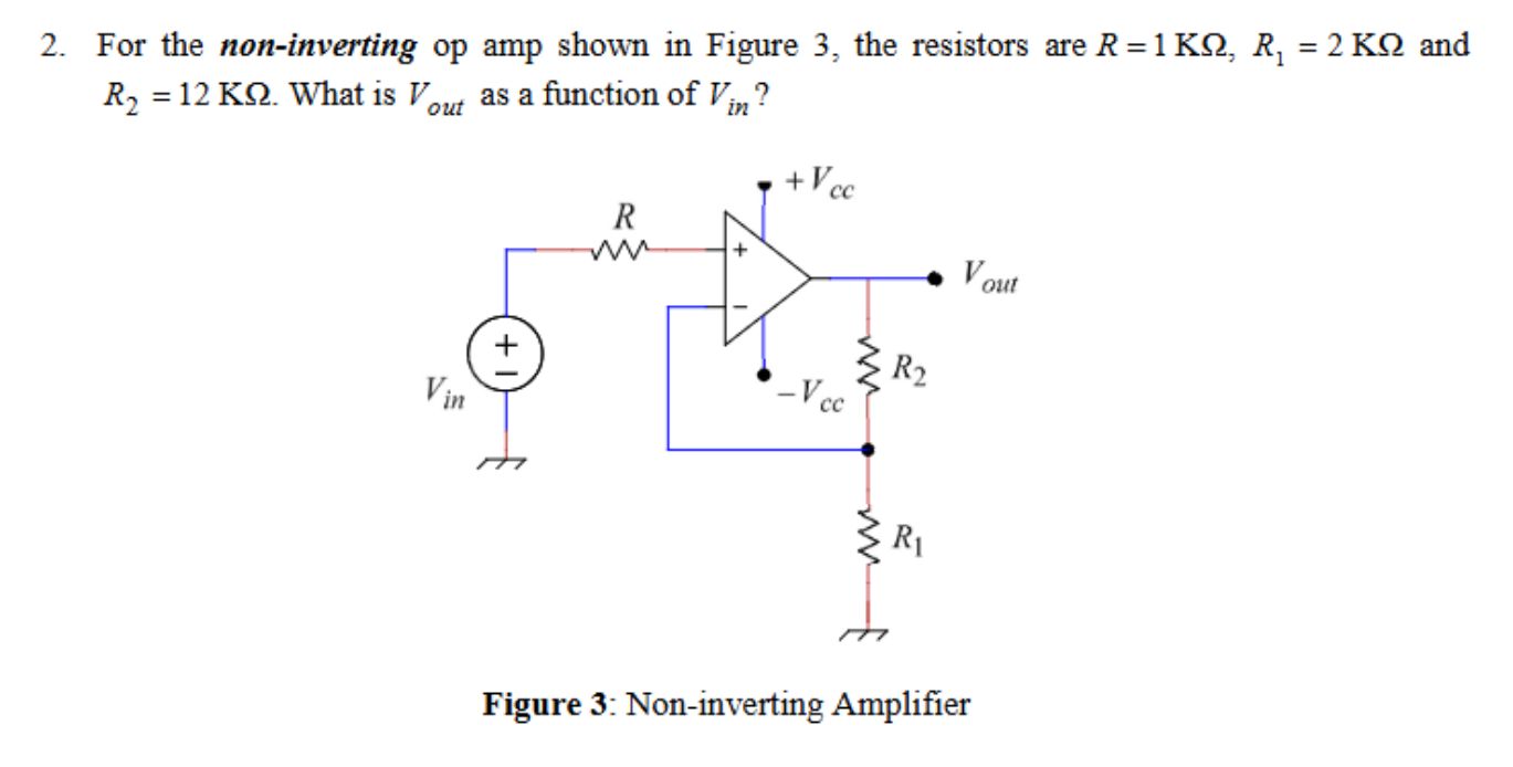 Solved For the non-inverting op ﻿amp shown in ﻿Figure 3, | Chegg.com