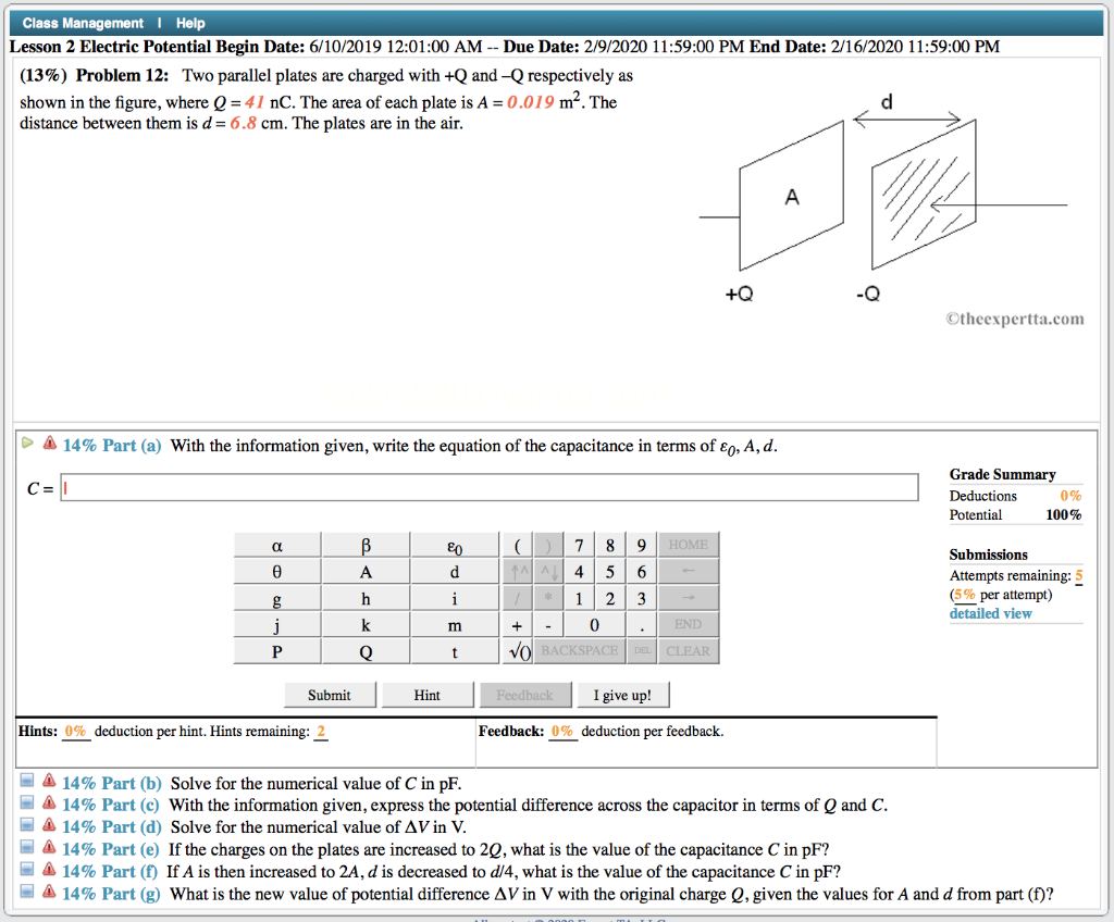Solved Class Management | Help Lesson 2 Electric Potential | Chegg.com