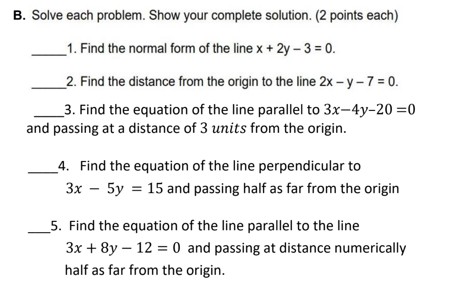 Solved Solve each problem. Show your complete solution. (2 | Chegg.com