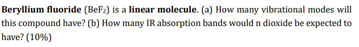 Solved Beryllium fluoride (BeF₂) is a linear molecule. (a) | Chegg.com
