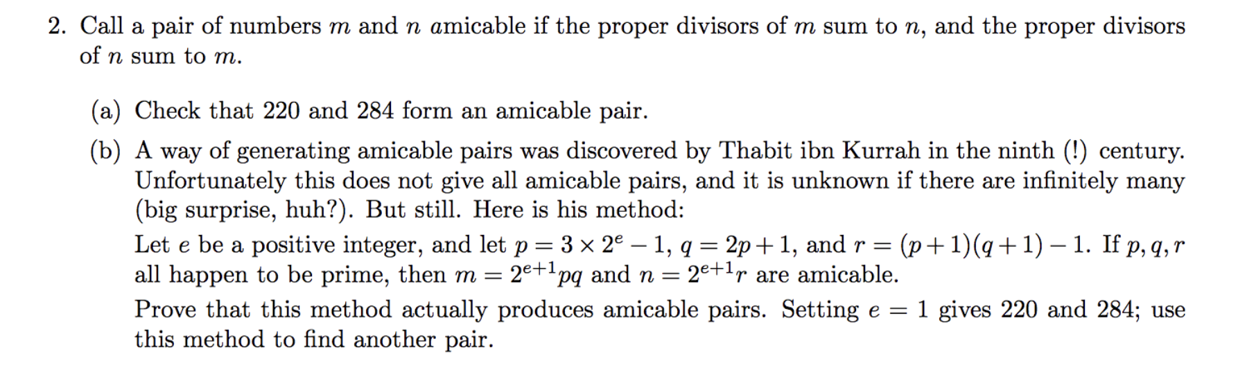 Solved Proof of Thabit ibn Kurrah's method for finding pairs | Chegg.com