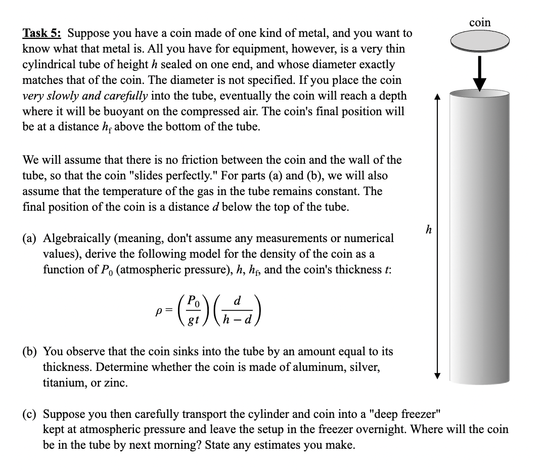 Solved Task 5: Suppose you have a coin made of one kind of | Chegg.com