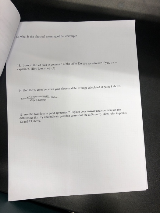 Solved Name Class Section Calculations and Data Analysis of | Chegg.com