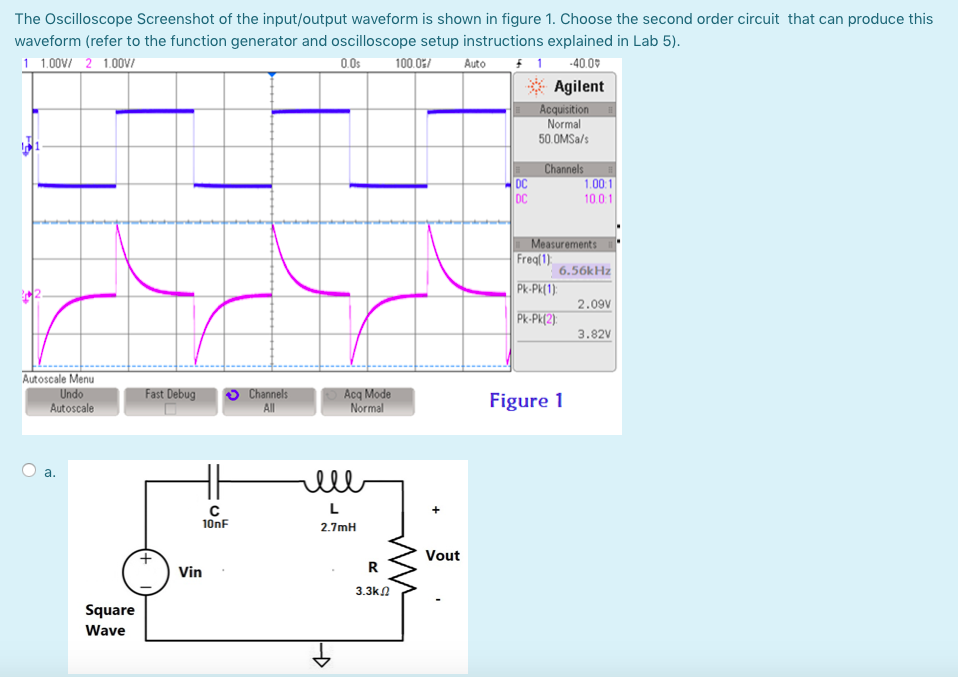 Solved Auto The Oscilloscope Screenshot Of The Inputoutput 5243